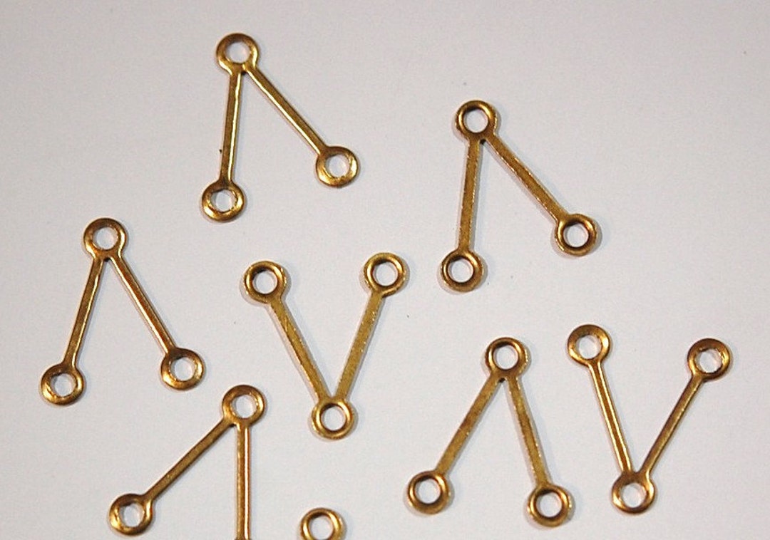 3 Loop Raw Brass Long V Shaped Connector Link (8) Mtl125a - Etsy