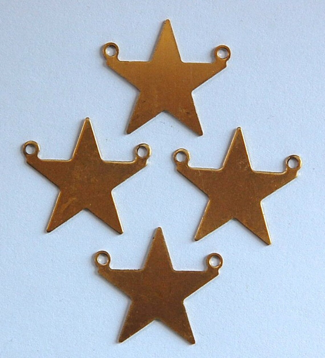 2 Loop Raw Brass Flat Star Connector Pendant Solid 4 Mtl161 | Etsy