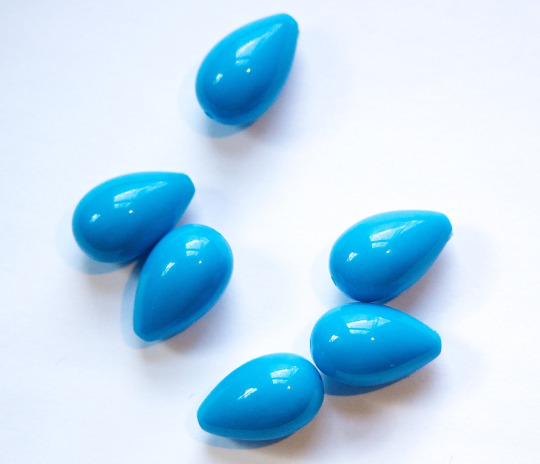 17x10mm Medium Blue Plastic Teardrop Beads (8) Bds619a - Etsy