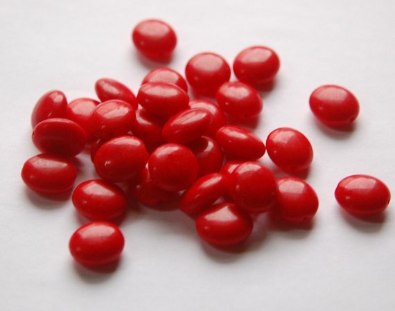 Vintage German Opaque Red Oval Coin Glass Beads 14mm Grm043 | Etsy