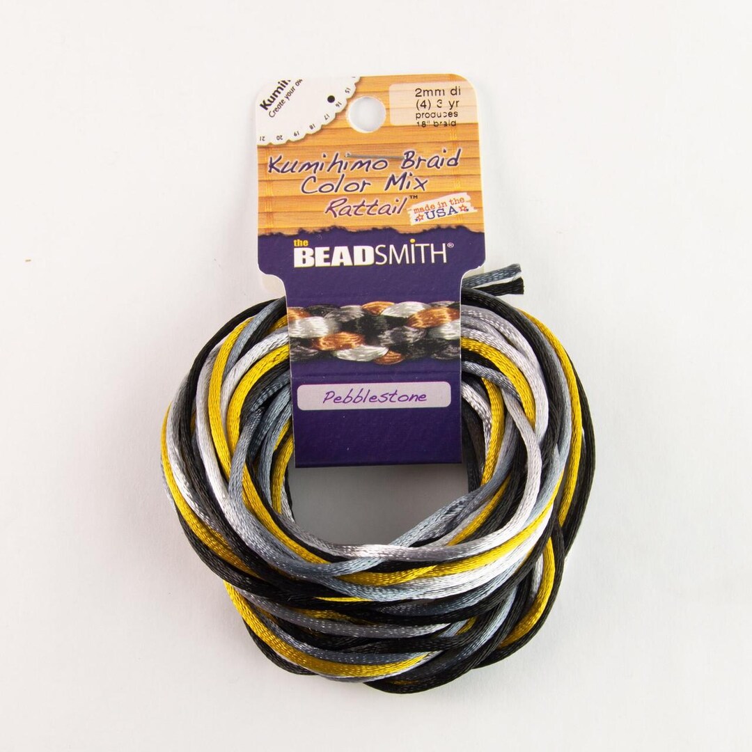 Kumihimo Rattail Color Mix Pebblestone, 4 Braids X 3 Yards Each, 2mm ...
