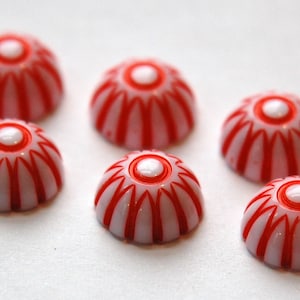 Vintage Red and White Domed Cabochons 12mm (6) Cab408a - Etsy
