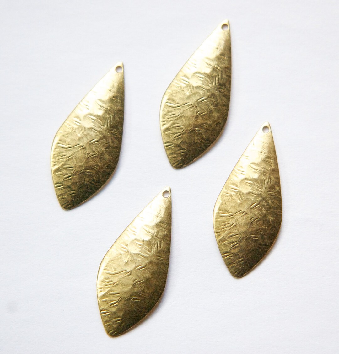 1 Hole Raw Brass Crinkle Pattern Dapped Teardrop Pendant Drops (6 ...