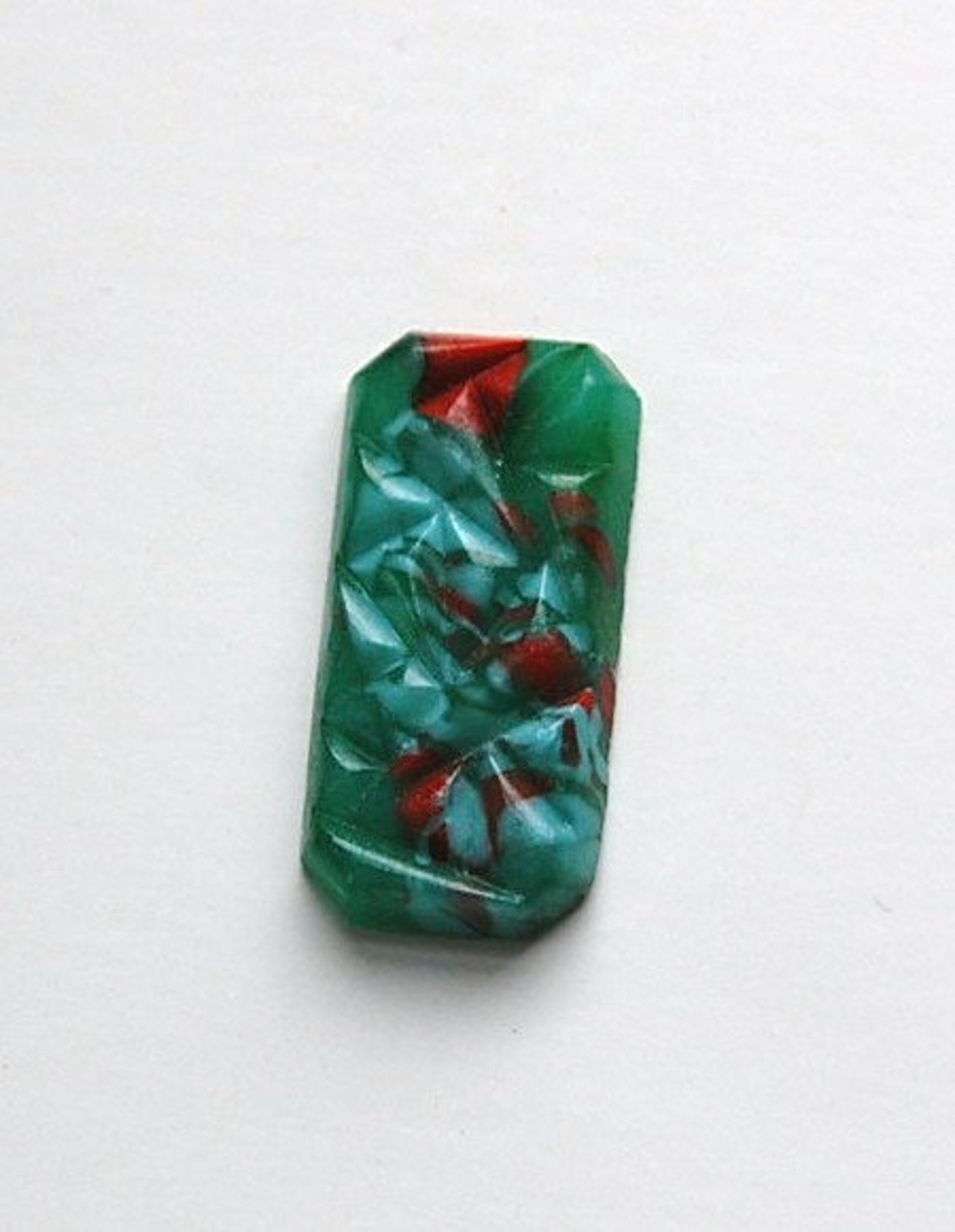 Vintage Green Pressed Glass Cabochon With White and Red Cab403 - Etsy