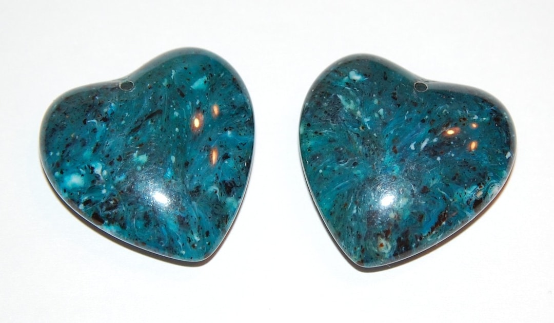 Teal Blue Marbled Vintage Lucite Heart Pendant Pnd091 - Etsy