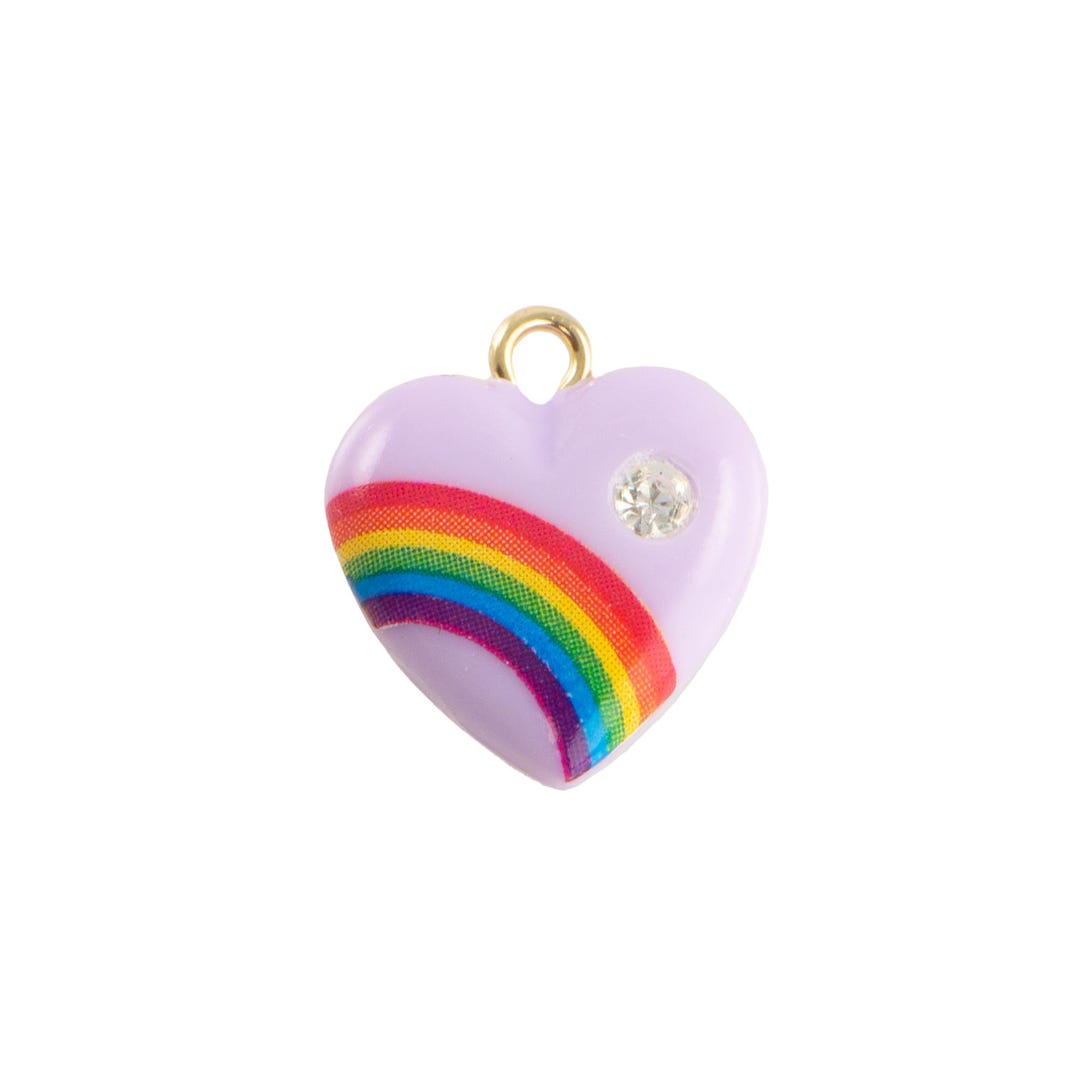 Vintage Purple Rainbow Plastic Heart Charm With Rhinestone (2) - Etsy