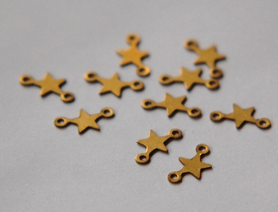2 Loop Tiny Raw Brass Star Connectors Drops (16) Mtl289 - Etsy