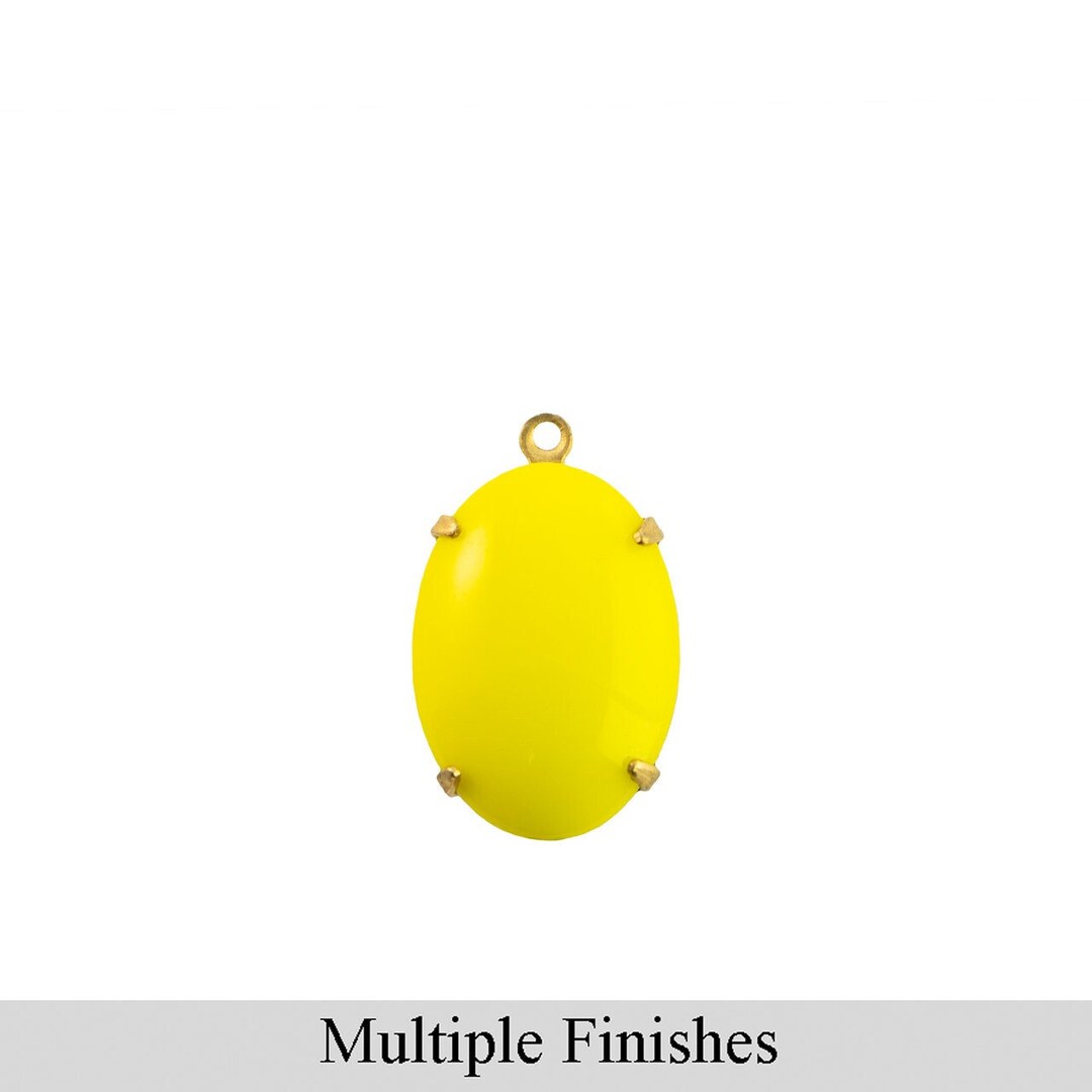 16x11mm Opaque Yellow Glass Oval Stone in 1 Loop Setting - Etsy