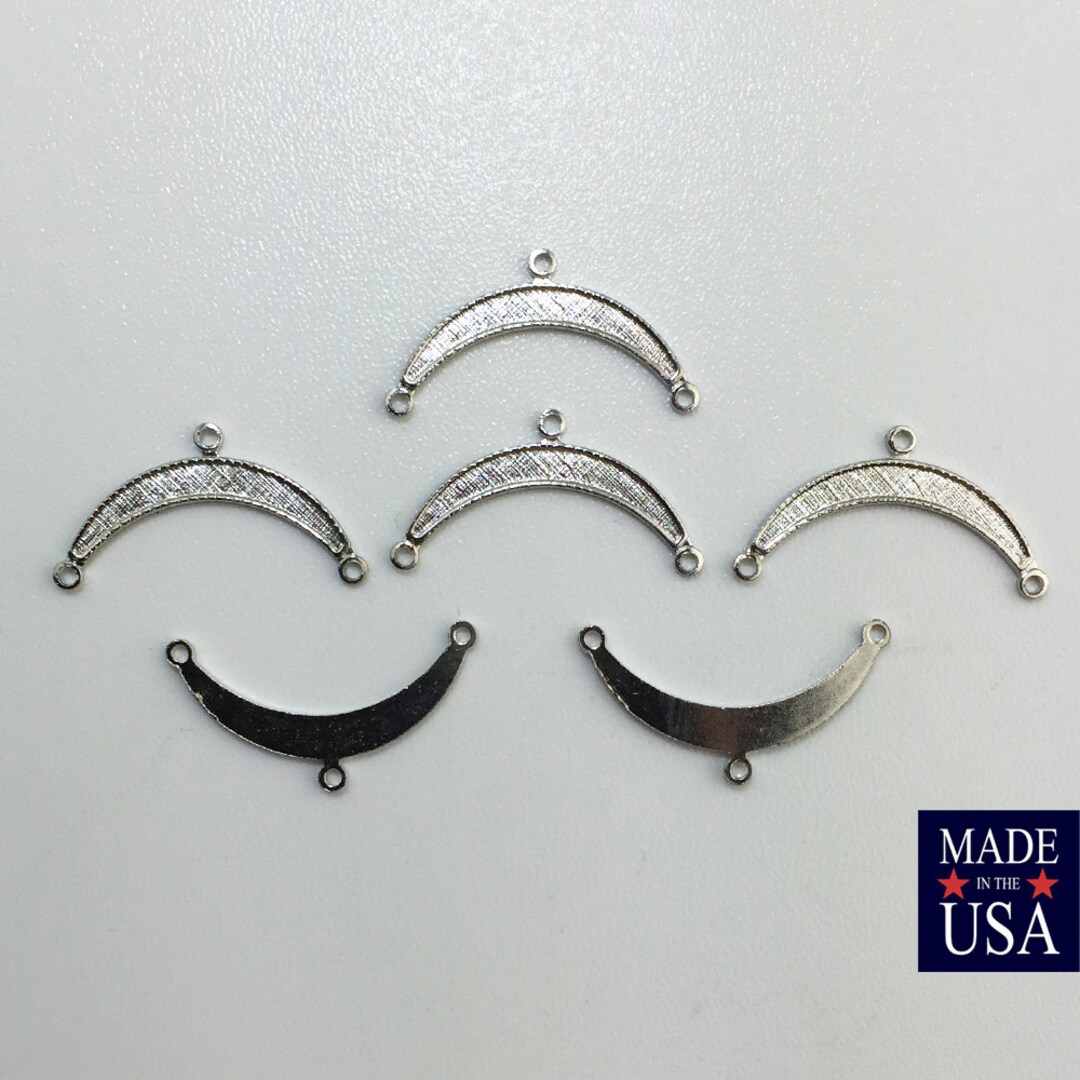 3 Loop Silver Plated Small Crescent Pendant Connectors 20x10mm (6 ...