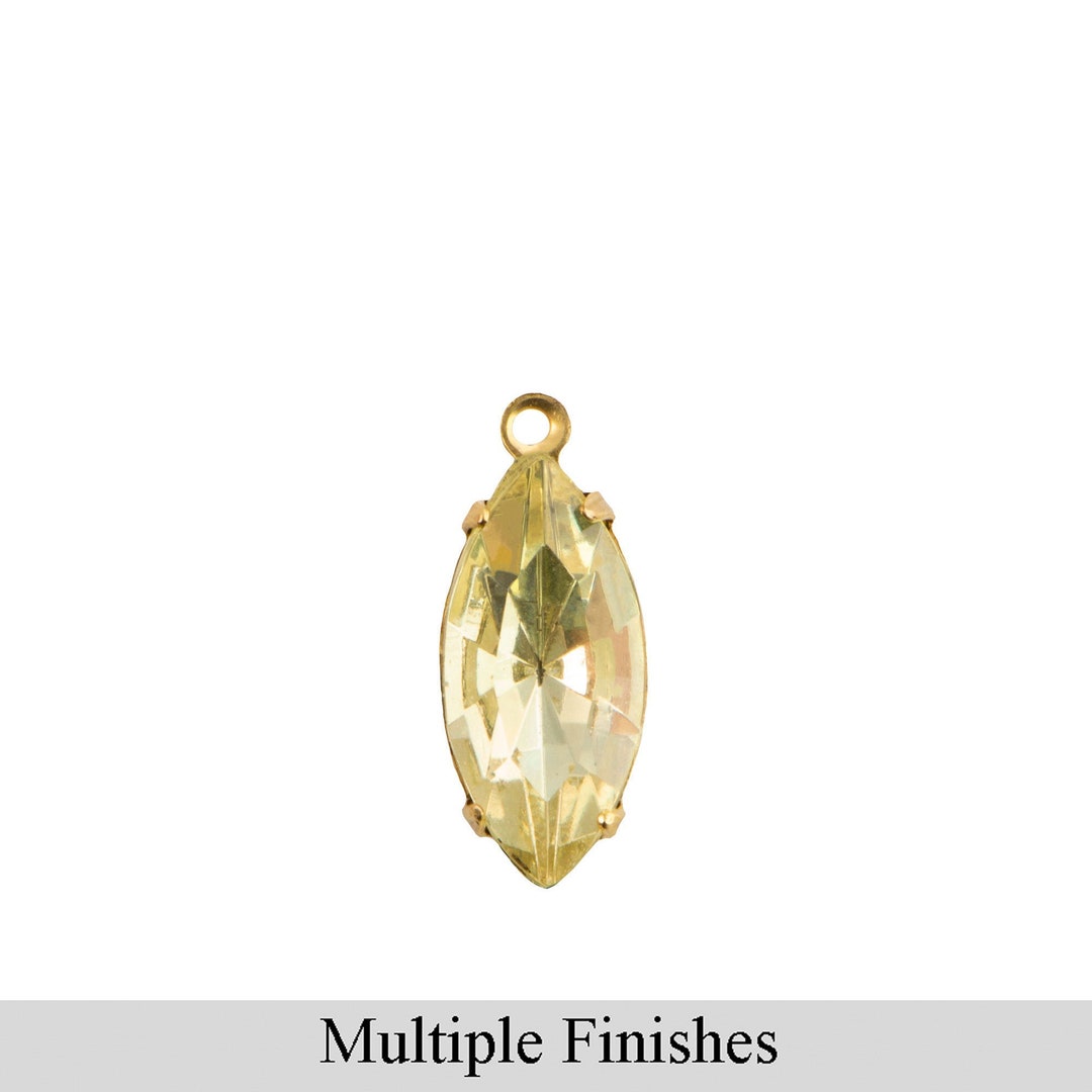 15x7mm Jonquil Glass Navette Stone in 1 Loop Setting - Etsy