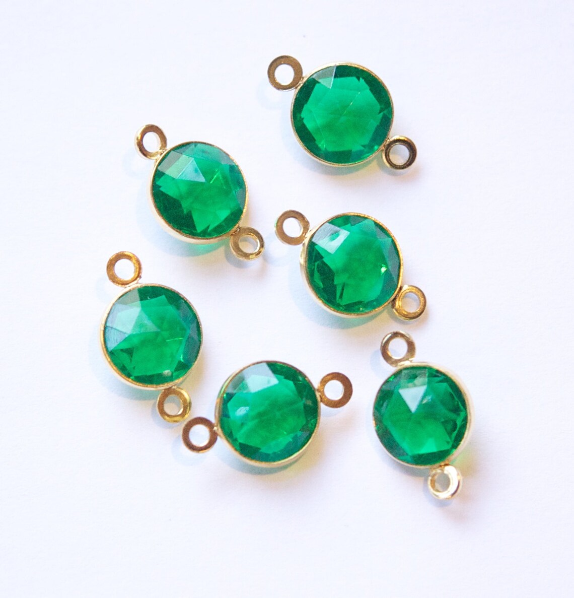 Vintage Green Acrylic Faceted 2 Loop Channel Set Connector Beads ...