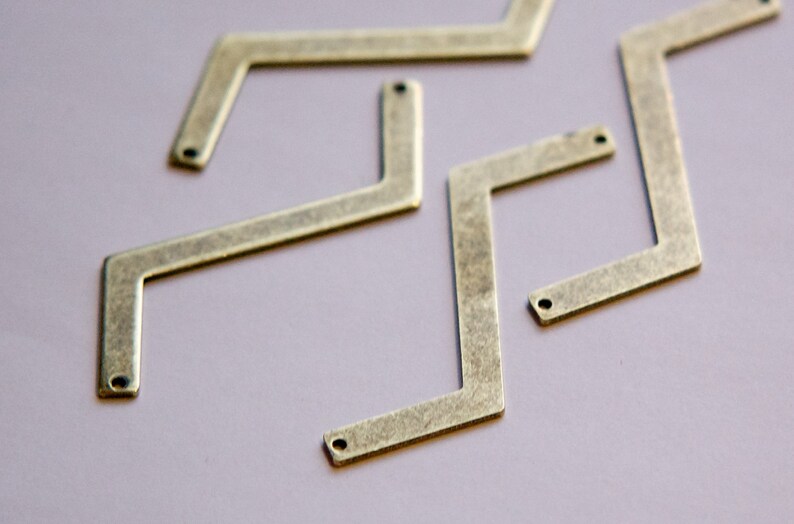 2 Hole Brass Ox Z Shaped Zigzag Connector Pendants 4 Mtl269d | Etsy