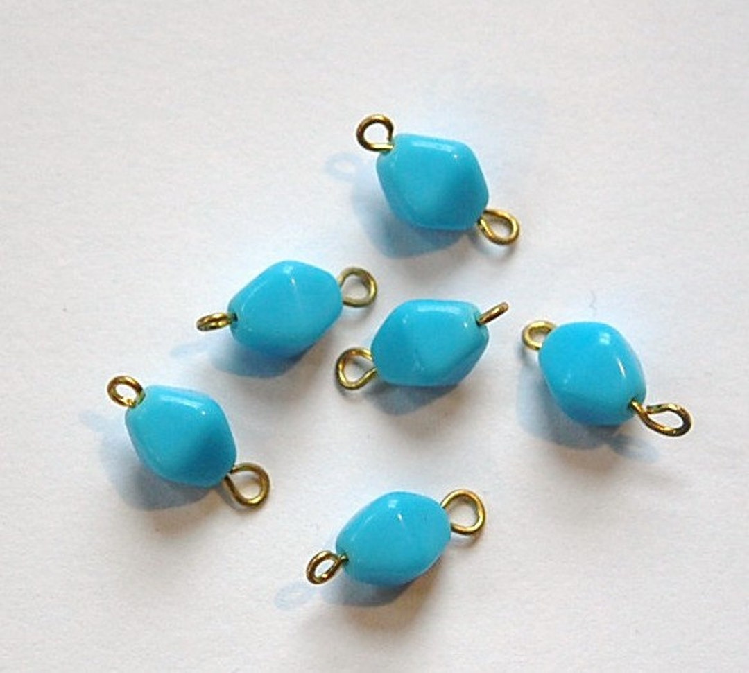 Vintage Blue Glass Bicone Connector Drops Drp097a - Etsy