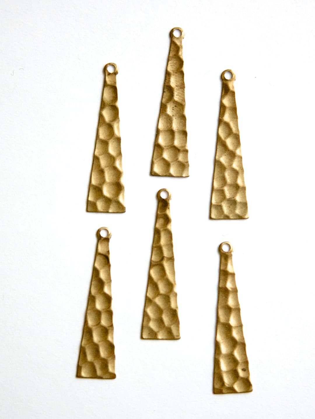 Hammered Raw Brass Narrow Triangle With Loop Pendant Drops (8) Mtl412b ...