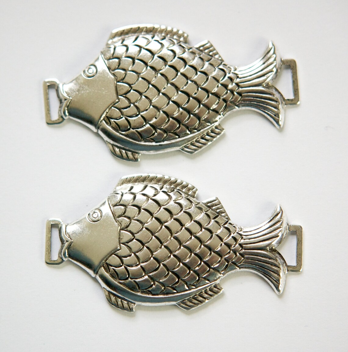 Large Antiqued Silver Fish Connector Pendant Link 52x28mm 2 - Etsy