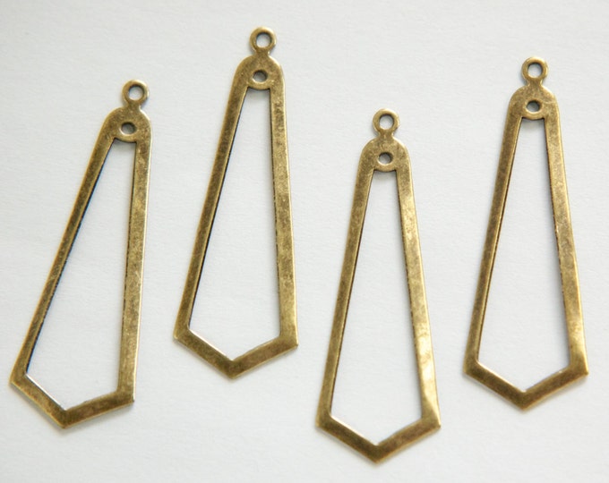 2 Hole Brass Ox Long Pointed Teardrop Pendant Drop 42x14mm 4 Mtl054j - Etsy