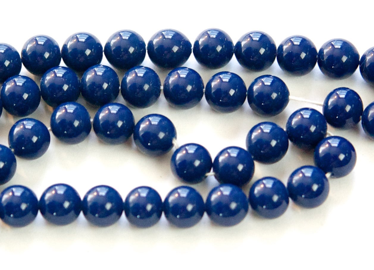 Vintage Opaque Navy Blue Glass Beads Japan 8mm (8) Jpn003j - Etsy