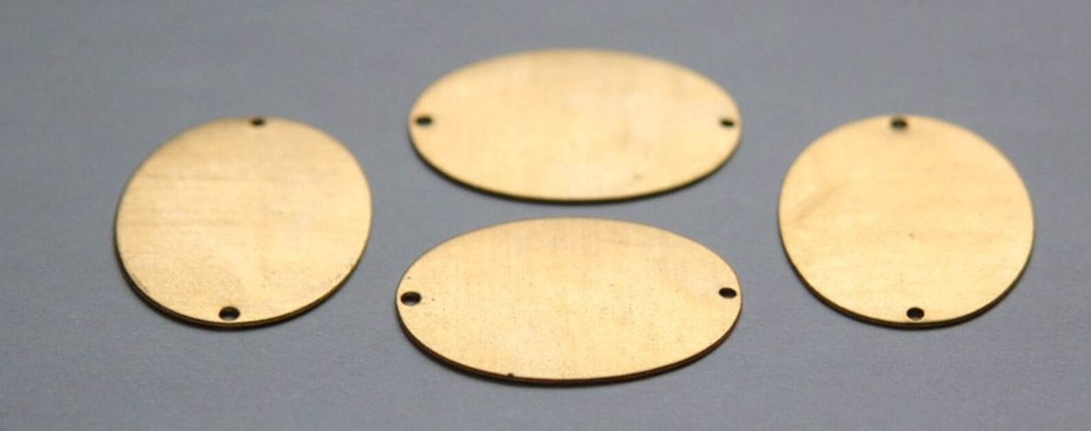 2 Hole Raw Brass Flat Oval Connector Blank Tags (4) Mtl138 - Etsy