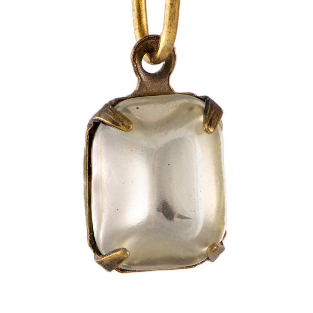 Vintage Smooth Clear Glass Stones in 1 Loop Brass Ox Setting 10x8mm (4 ...