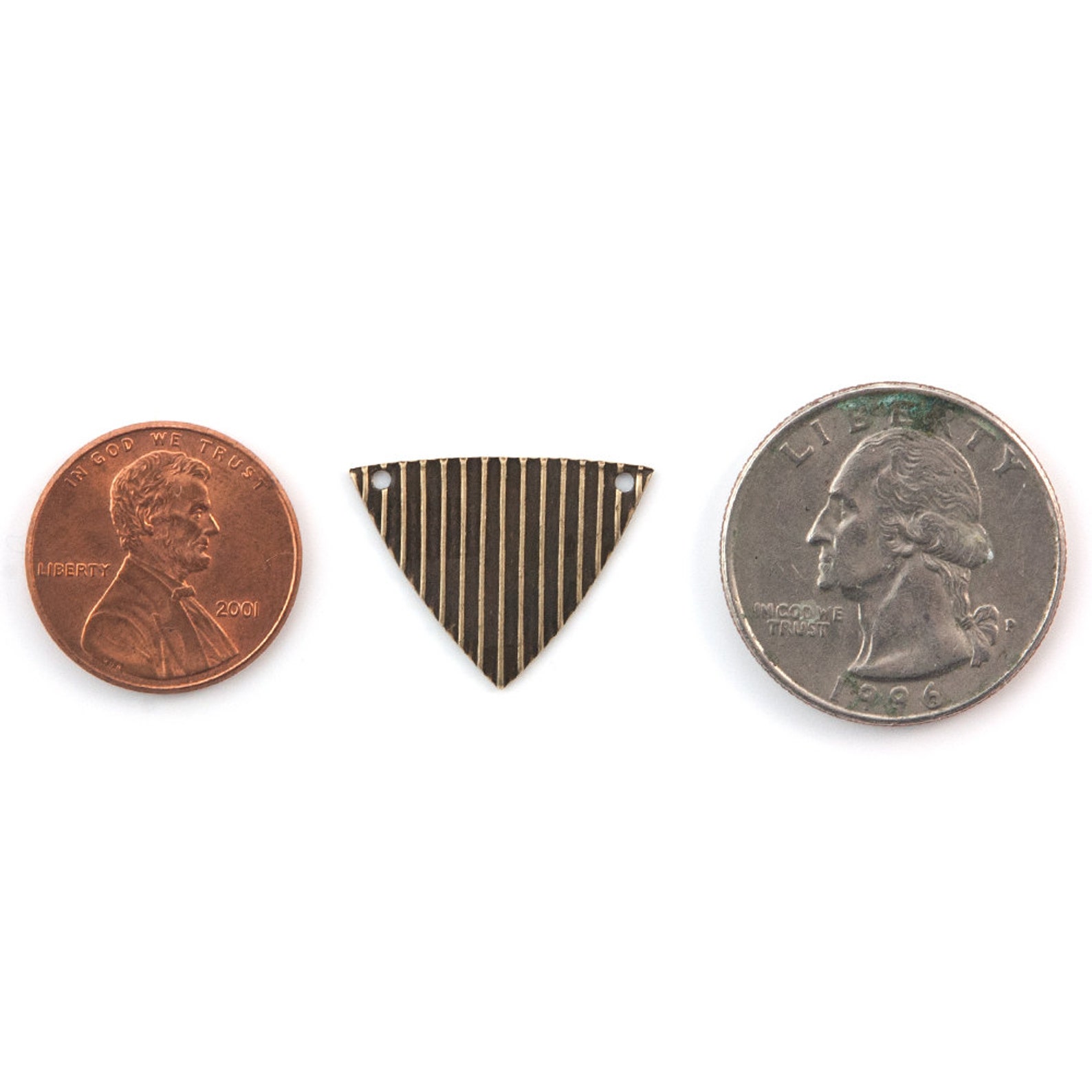 2 Hole Brass Ox Stripe Ribbed Triangle Pendant Findings 8 - Etsy