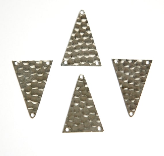 3 Hole Silver Plated Hammered Triangle Pendant Findings | Etsy