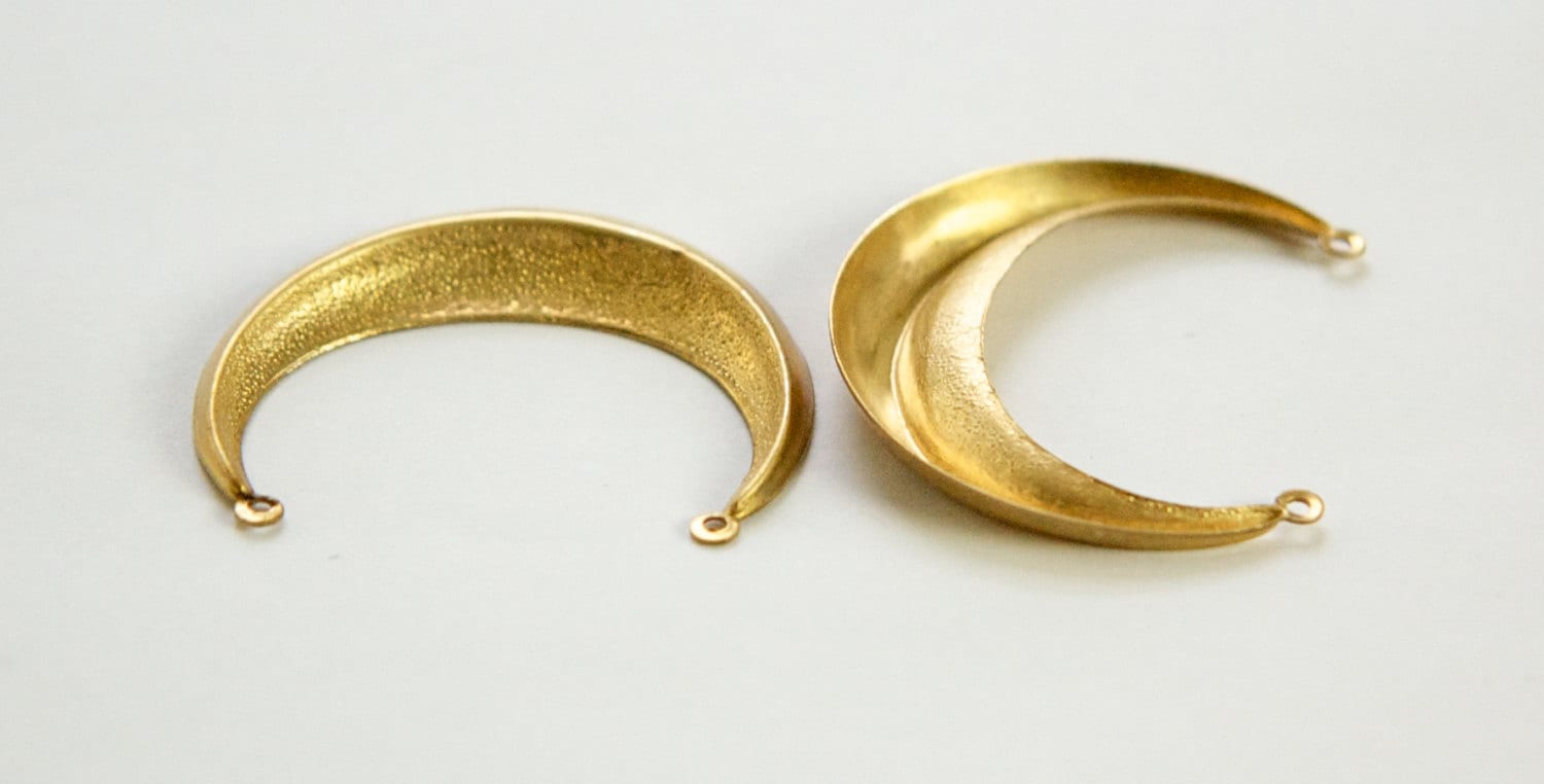2 Loop Large Raw Brass Dapped Crescent Pendant Link (4) Mtl083a - Etsy