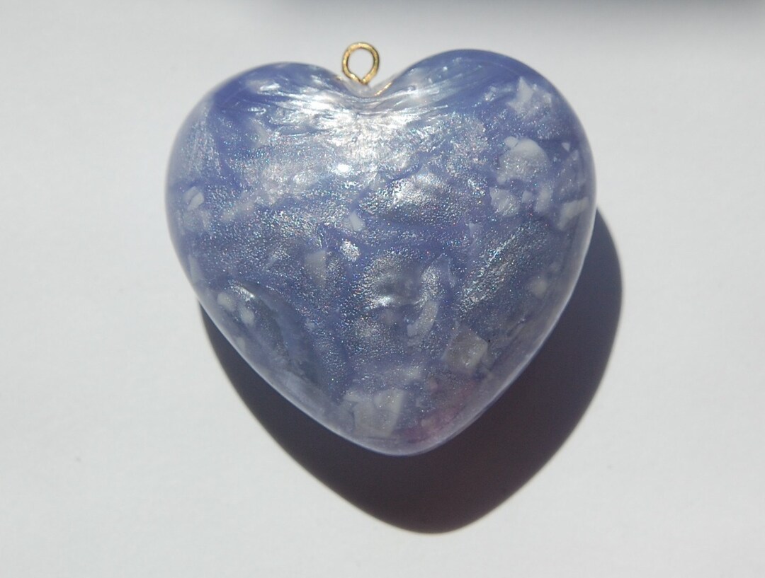 Lilac Pearly Swirled Large Puffy Lucite Vintage Heart Pendant (1 ...
