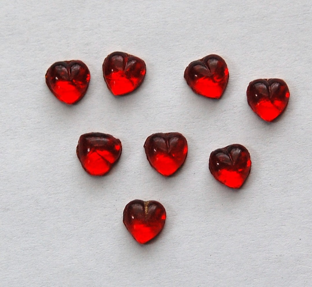 Vintage Little Ruby Red Foiled Glass Hearts 7mm (8) Cab701e - Etsy