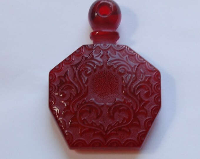 Ruby Red Etched Faux Perfume Lucite Bottle Pendant Vintage - Etsy