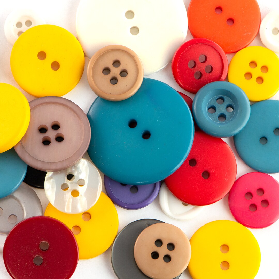Random Assorted Primary Color Vintage Acrylic Buttons (~100pc) - Etsy