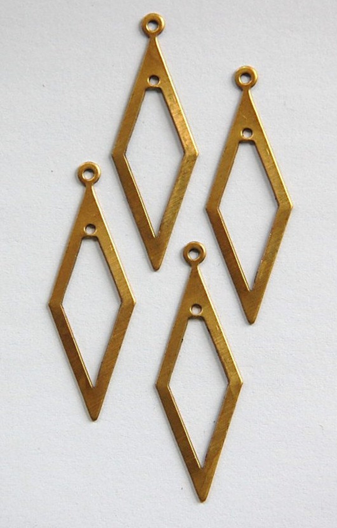2 Hole Raw Brass Long Diamond Pendant Drop 41x15mm (4) Mtl054a - Etsy