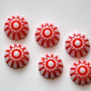 Vintage Red and White Domed Cabochons 12mm (6) Cab408a - Etsy