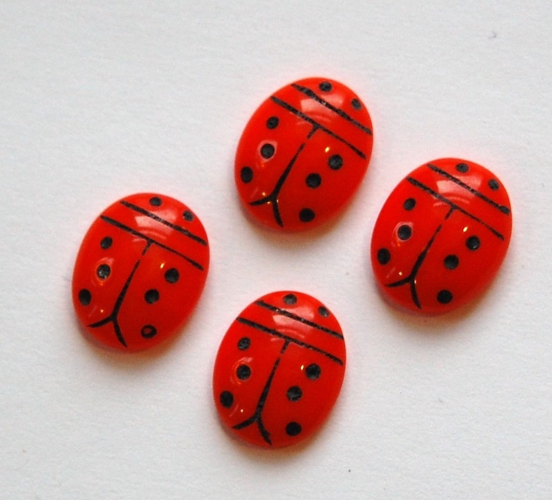 Opaque Orange and Black Glass Lady Bug Cabochons (4) Cab781j - Etsy