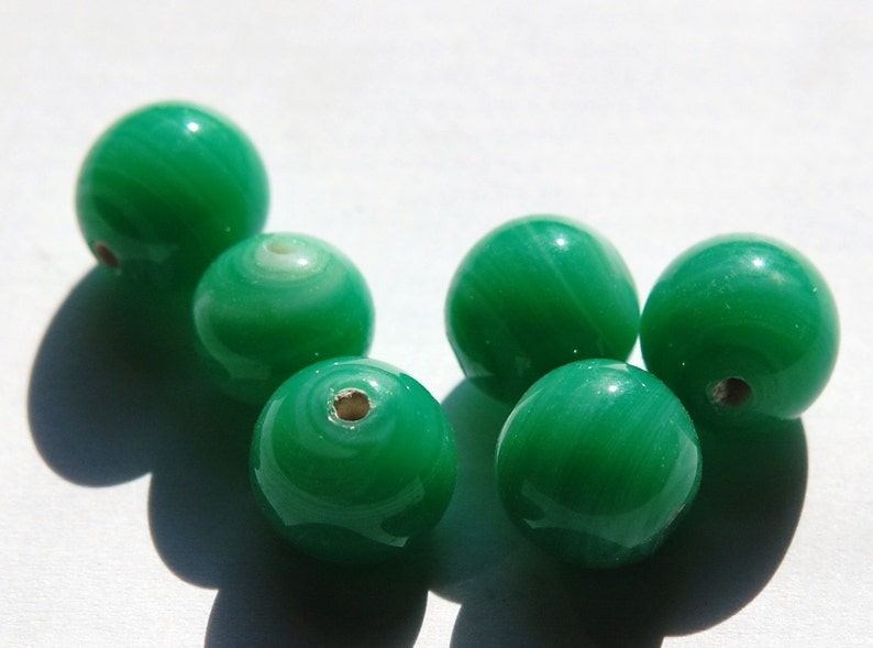Vintage Jade Green Glass Beads Japan 10mm 6 Jpn007k | Etsy