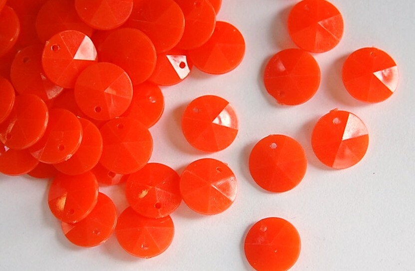 Vintage Faceted Orange Round Disk Charms Drops 12mm 15 - Etsy