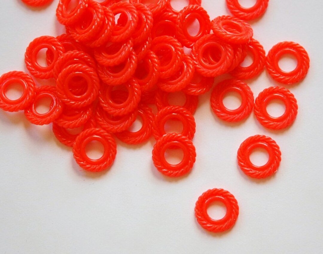 Vintage Orange Plastic Ring Beads Bds002a - Etsy