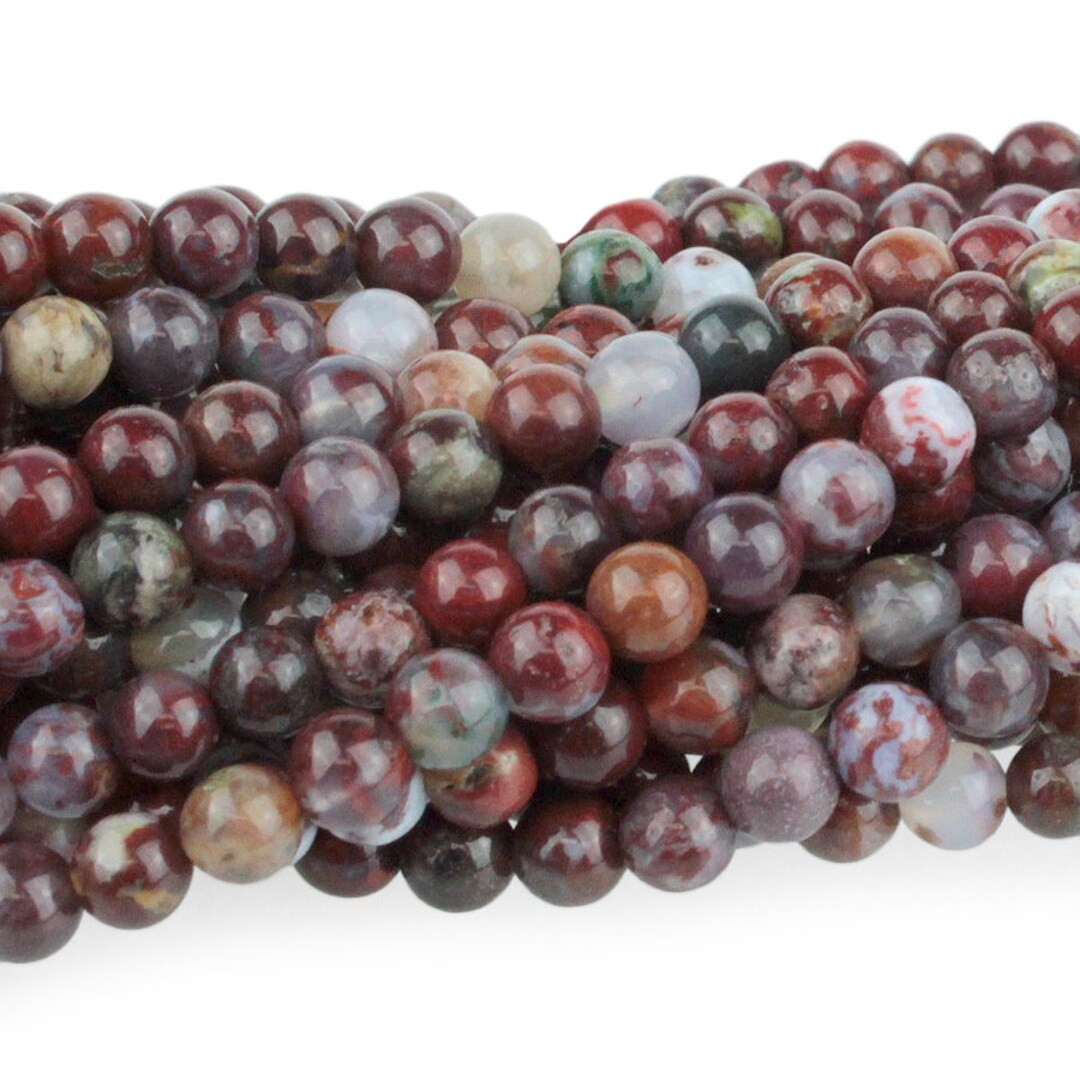 Dakota Stones Red Lightning Agate 4mm Round Gemstones. 8" Strand ...
