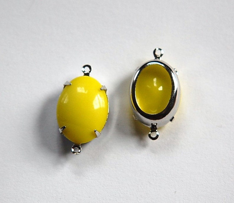 Vintage Opaque Yellow Stone in 2 Loop Silver Setting Ovl004g2 | Etsy