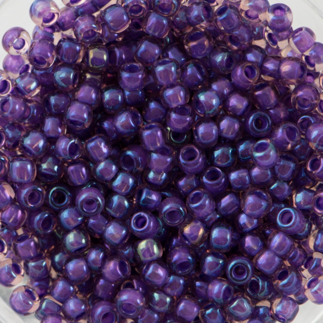 11/0 TOHO ROUND Inside Color Rainbow Rosaline / Opaque Purple Lined ...