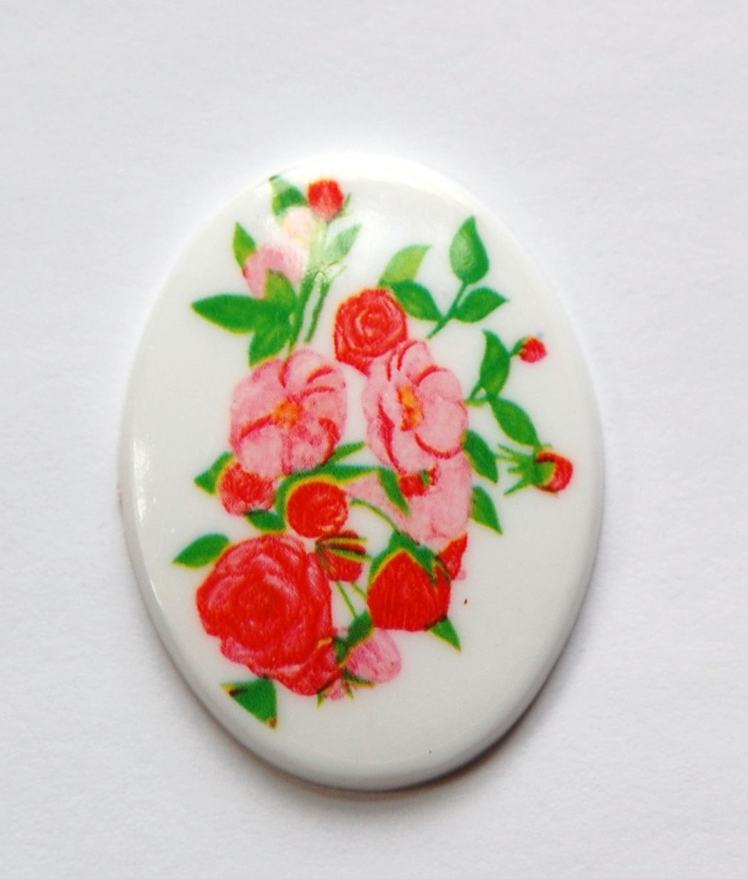 Vintage Pink Red Floral Plastic Cameo 40mm X 30mm Cab378l - Etsy