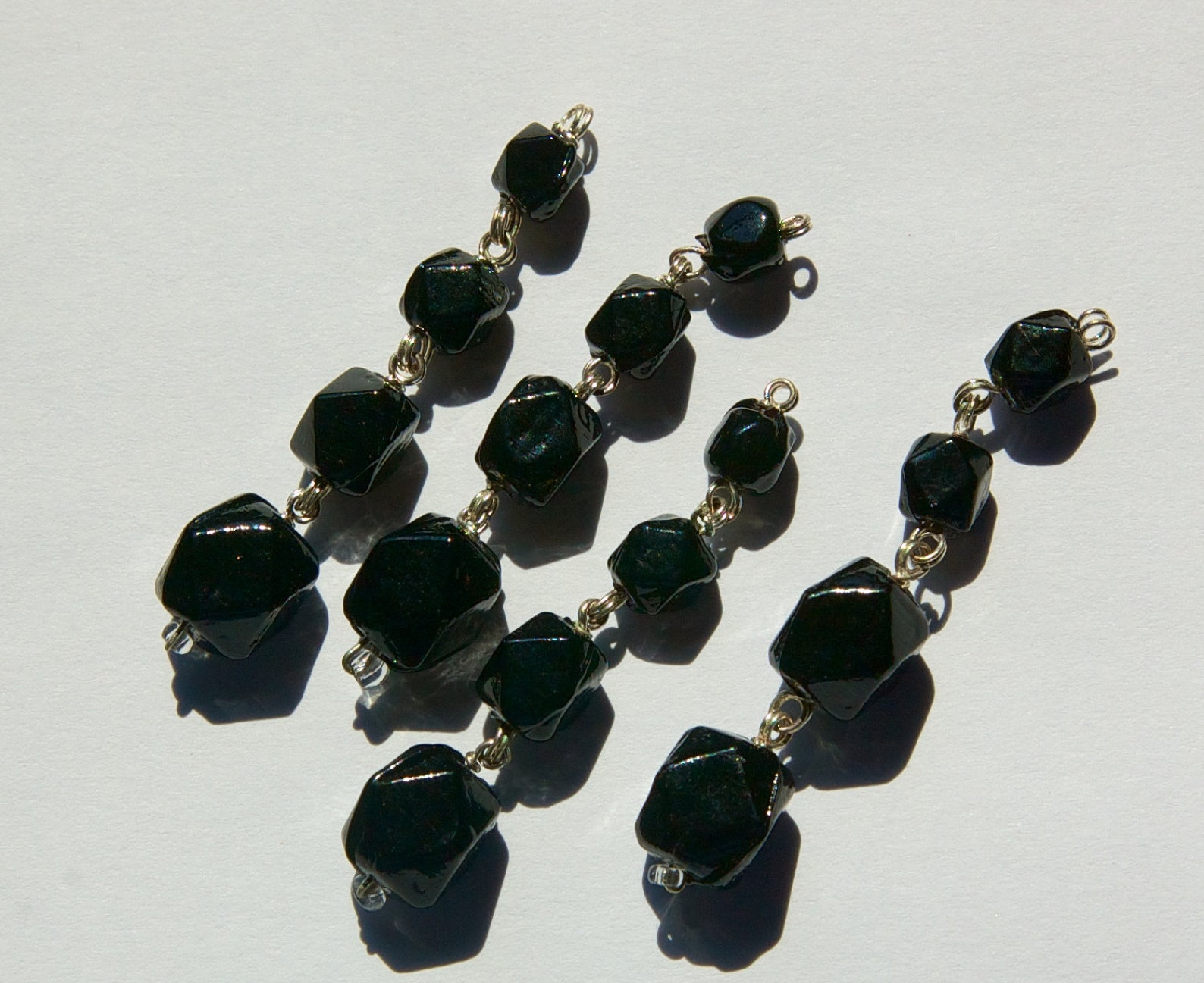 Vintage Faceted Jet Black Glass Drops Silver Tone Links - Etsy