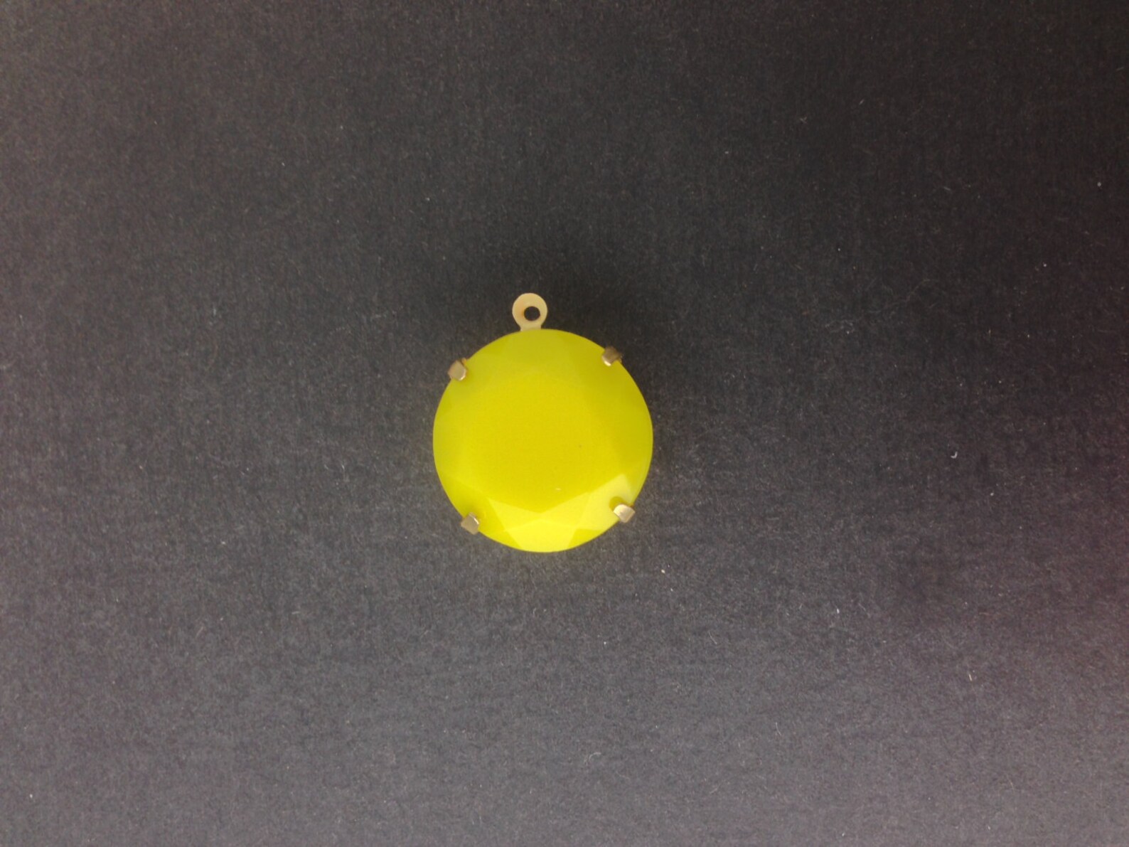 Vintage Opaque Yellow Faceted Glass Stone 1 Loop Brass Setting - Etsy