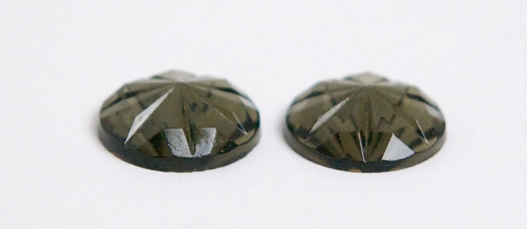 Vintage Black Diamond Faceted Glass Cabochons 15mm Cab188a - Etsy