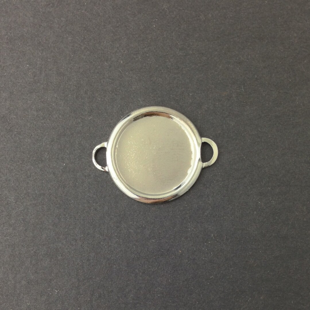 2 Loop Silver Plated Connector Setting Rolled Edge 18mm (6) Mtl358f - Etsy