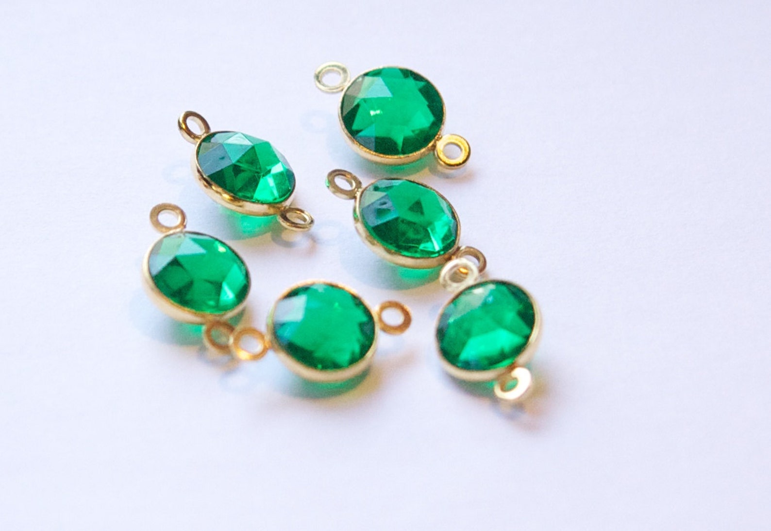 Vintage Green Acrylic Faceted 2 Loop Channel Set Connector Beads ...