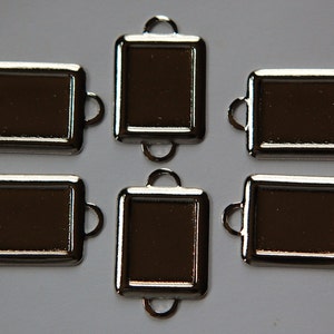 2 Loop Silver Plated Connector Setting Rolled Edge 16x12mm (6) Mtl358j ...