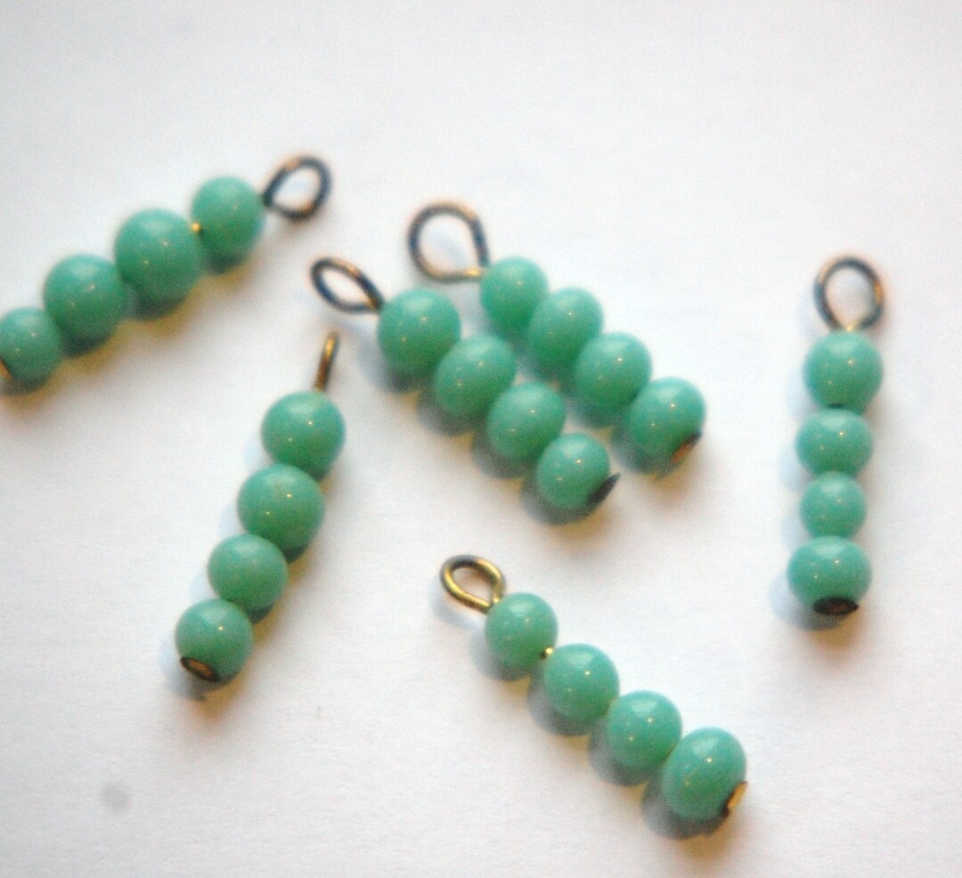 Vintage Turquoise Glass Beaded Drops Japan Drp047a - Etsy