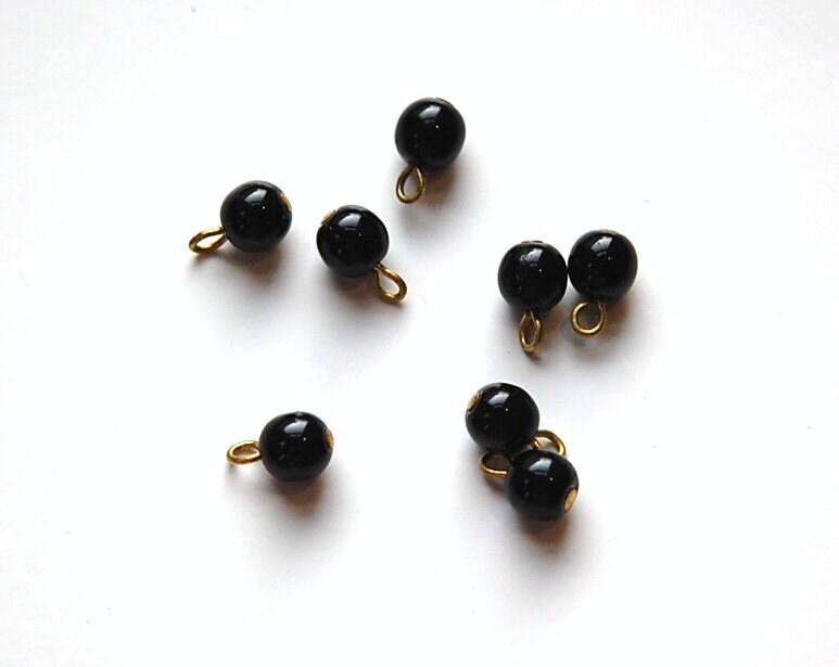 1 Loop Jet Black Smooth Glass Drops Czech Beads 6mm 8 - Etsy