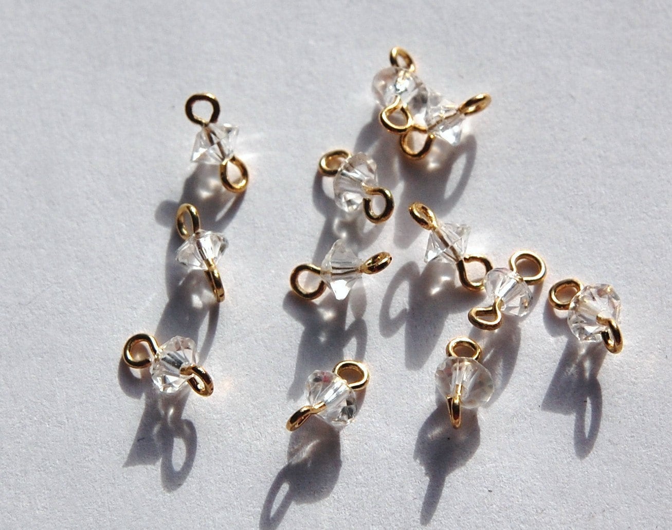 Vintage 2 Loop Faceted Crystal Clear Glass Bead Drops chr148 | Etsy