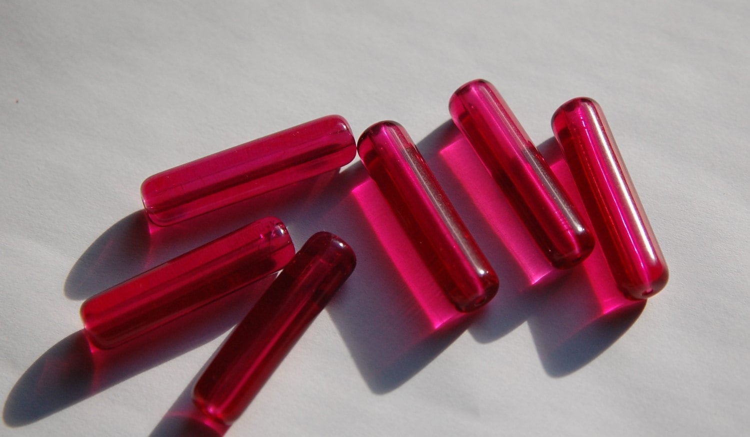 Vintage Translucent Red Plastic Tube Beads 6 bds818B | Etsy